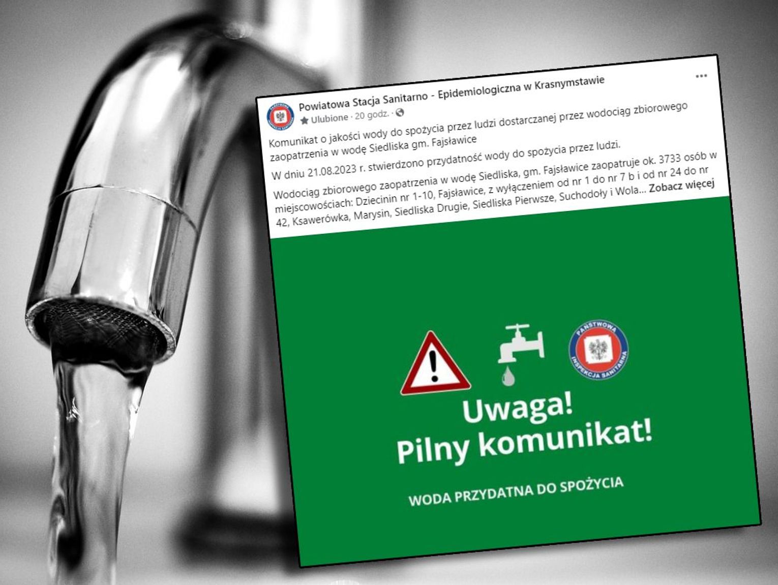 Gm. Fajsławice. Woda nadaje się już do spożycia. Sanepid dał zielone ...